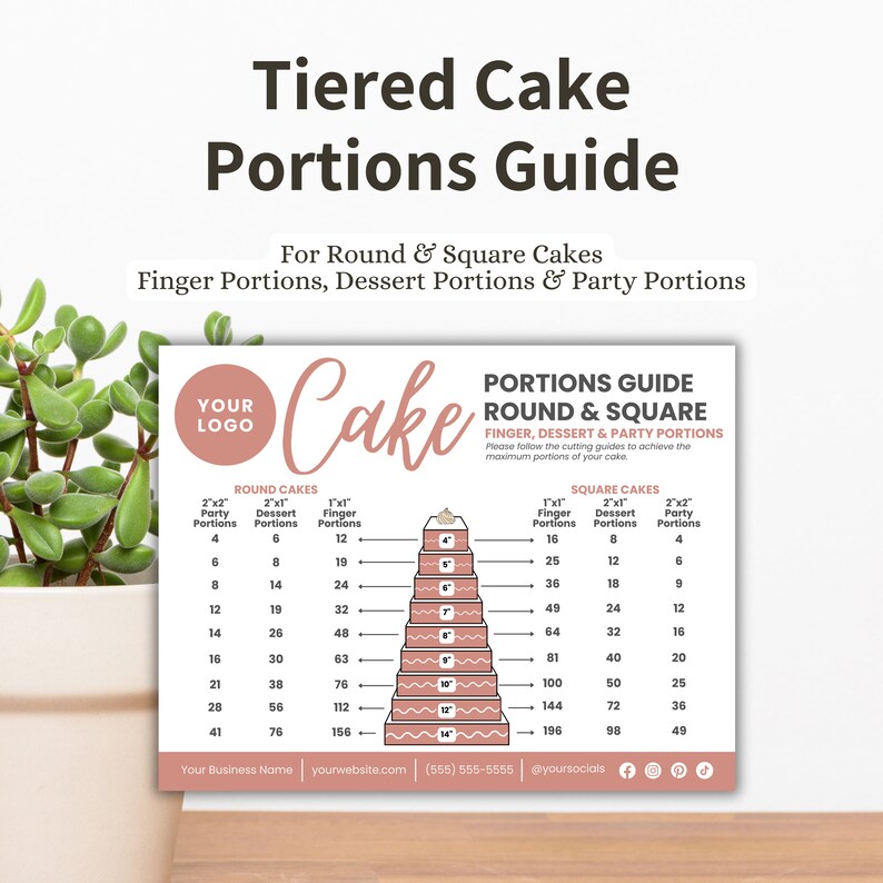 Cake Cutting Guide Bundle, Cake Cutting Set, Cake Care Card, Editable ...