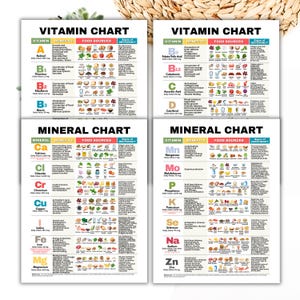Vitamin & Mineral Chart Cheat Sheets and Visual Guide for All 14 ...