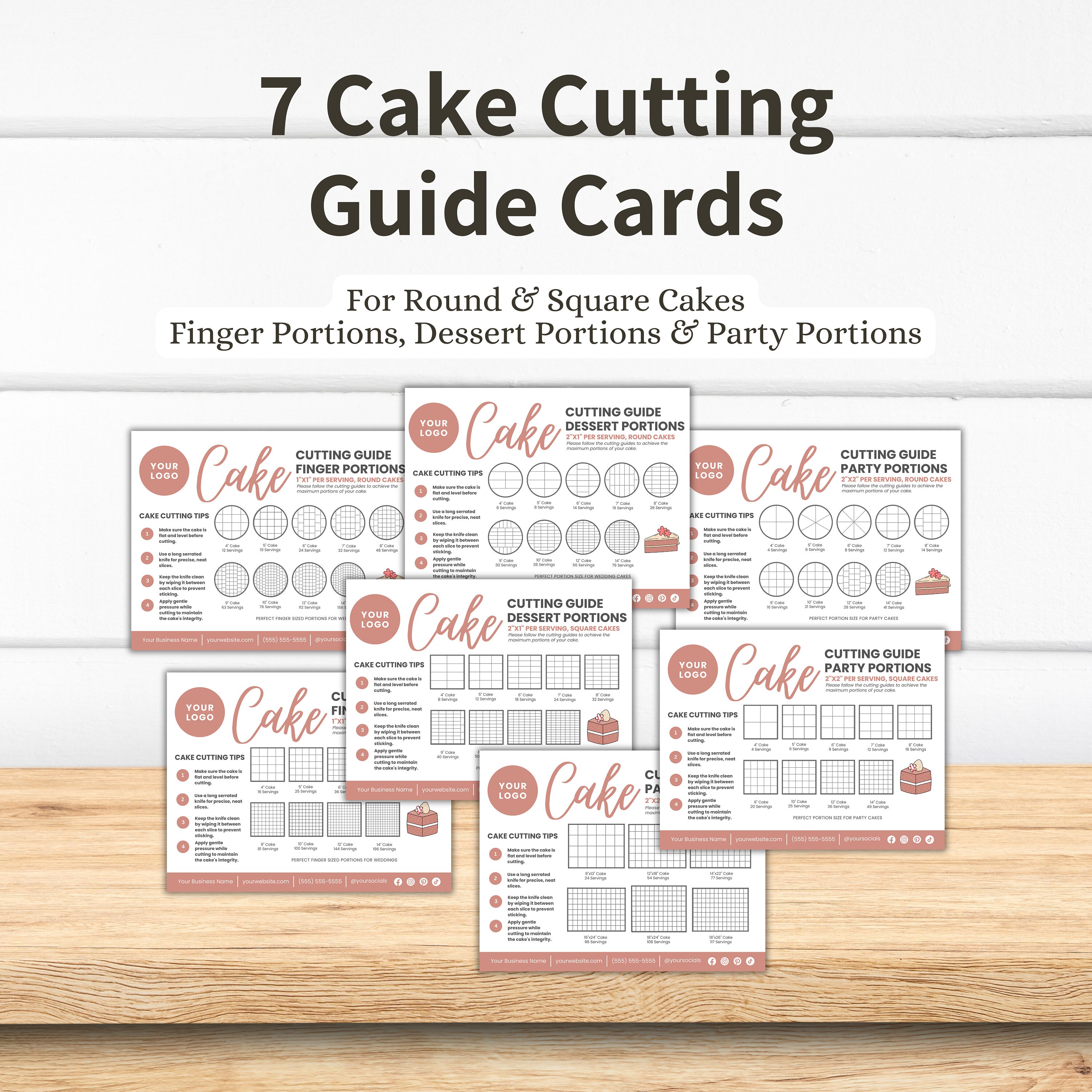 Cake Cutting Guide Bundle, Cake Cutting Set, Cake Care Card, Editable ...