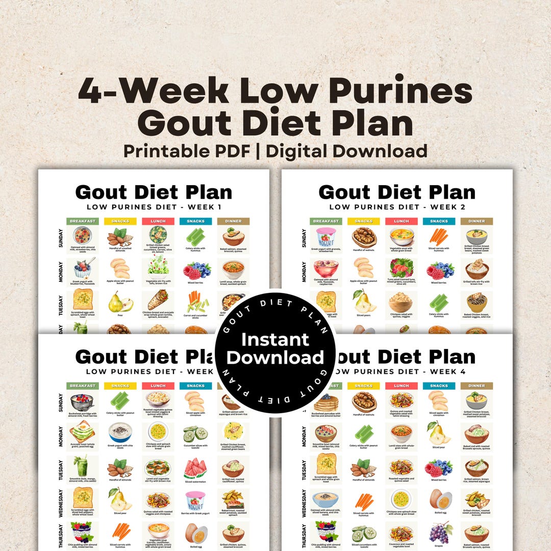 Gout Diet Plan, Gout Food Chart, Gout Food List, 4-week Low Purine ...