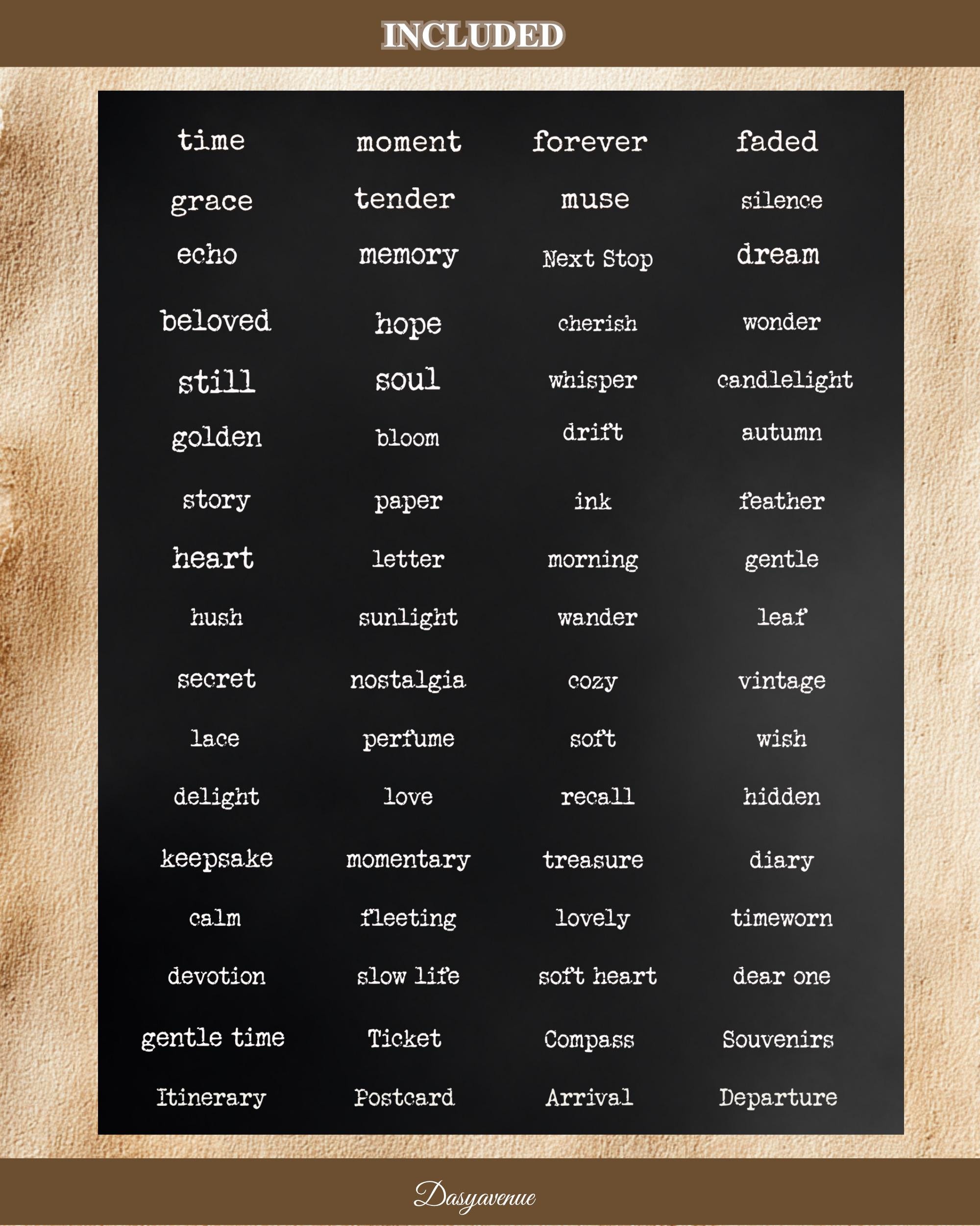 Tiny Words & Mini Phrases Labels – Vintage Word Stickers for Junk ...