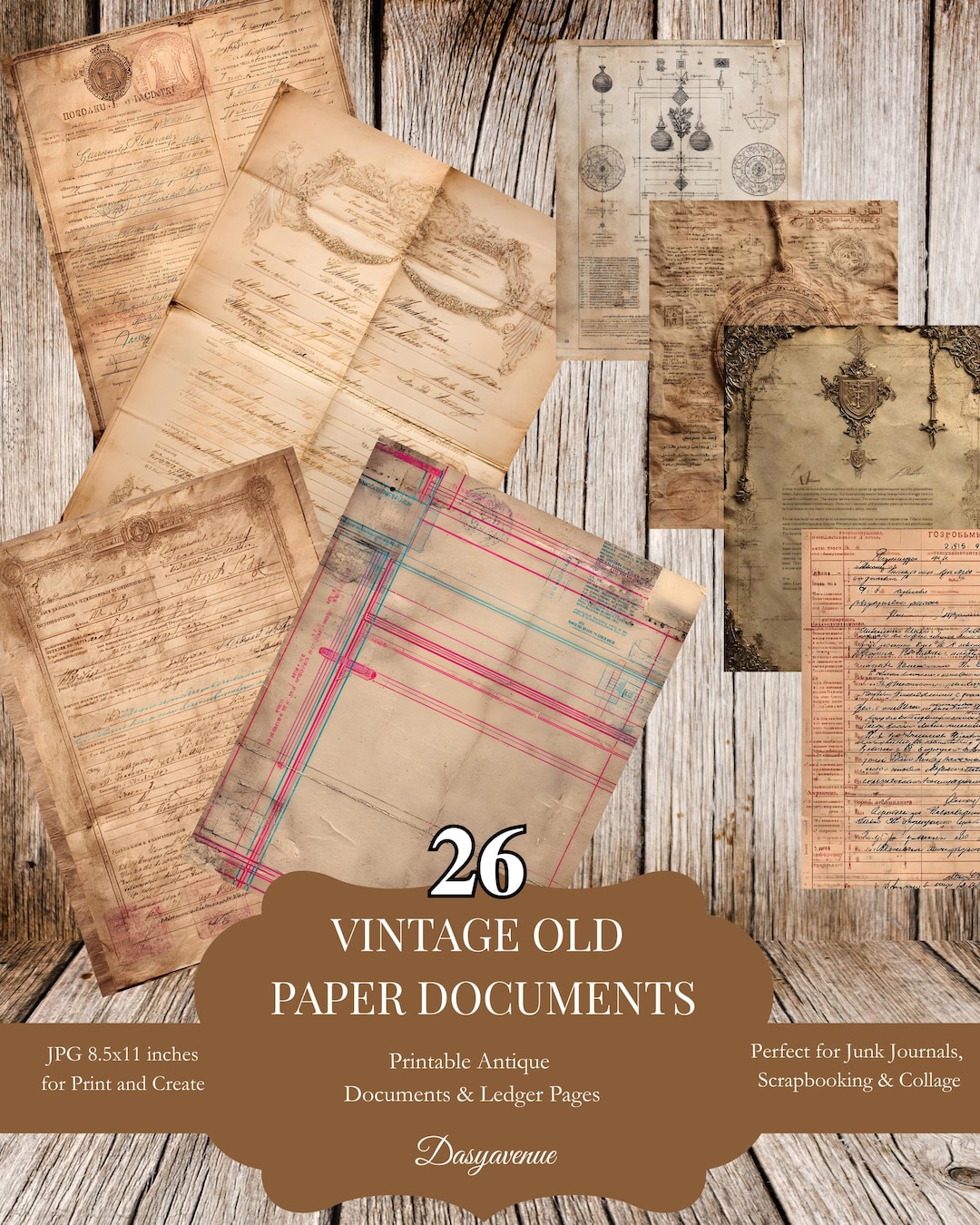 Vintage Old Paper Backgrounds, Antique Ledger and Aged Document ...