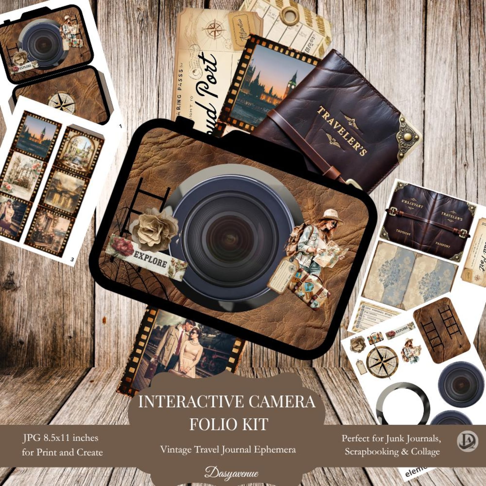 Interactive Camera Folio Kit | Printable Vintage Travel Ephemera | Junk ...