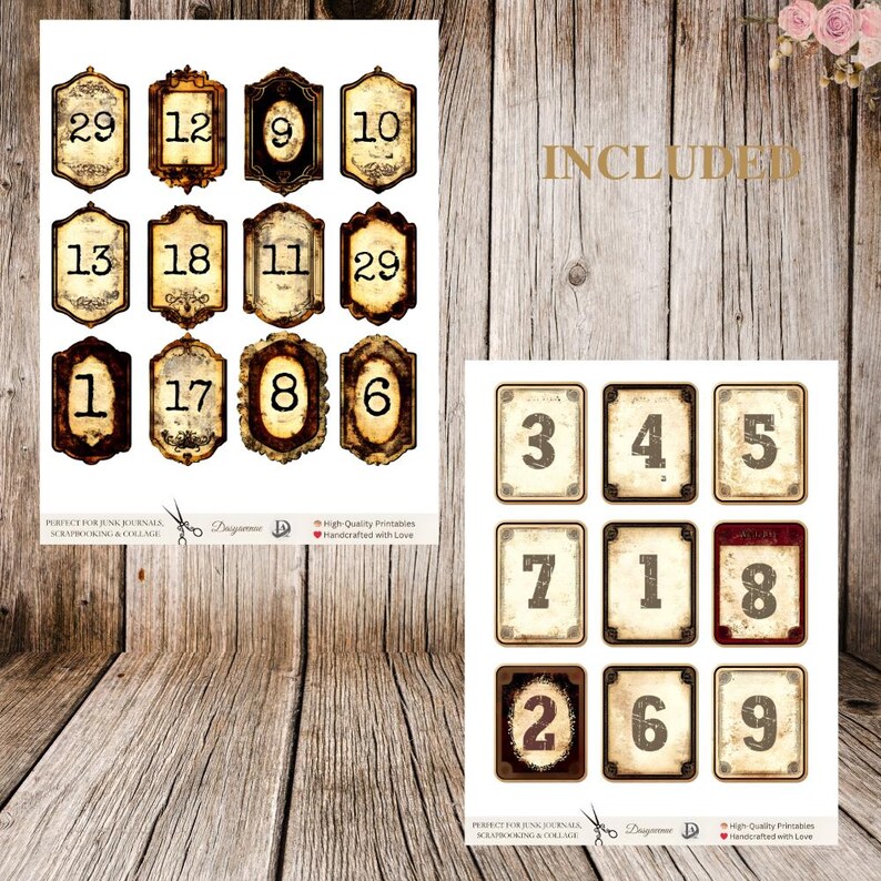 100+ Industrial Number Tags Printable, Vintage Junk Journal Ephemera ...