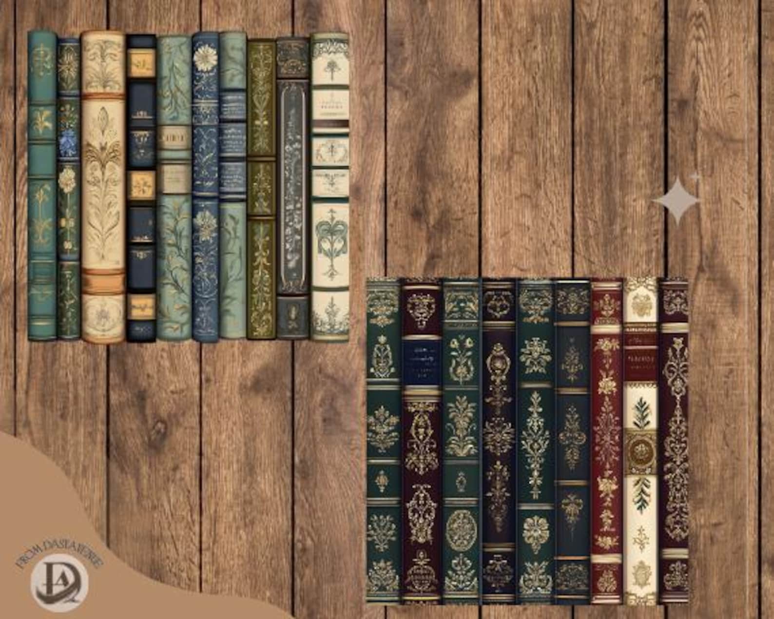 Antique Ornament Book Spines Set, for - Digital Book Cover, Printable ...