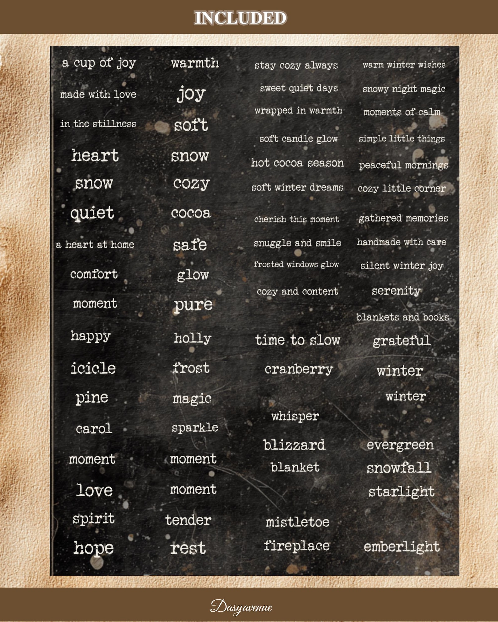 Cozy Words & Phrases Printable Labels | A4 + US Letter | Vintage Junk ...