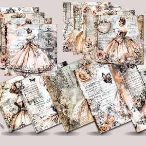 Victorian Digital Paper – Vintage Fashion Junk Journal Kit, Elegant ...