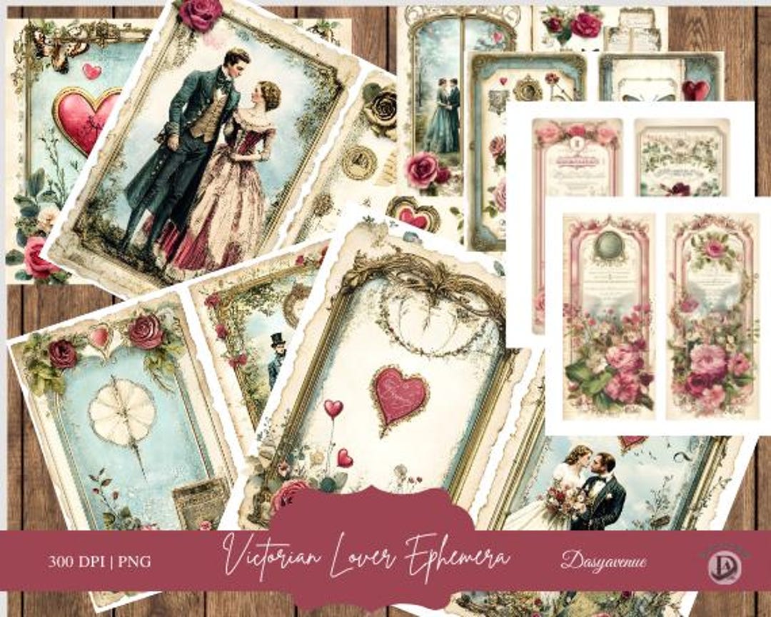 Victorian Valentine Red, Ephemera Card, Junk Journal Ephemera Printable ...