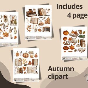 Cozy Autumn Junk Journal Kit Printable Vintage Fall Pages, Tags, Washi ...