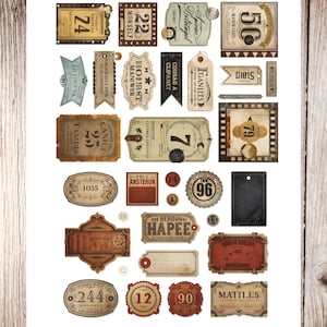 Vintage Number Tags & Labels | Printable Ephemera, Junk Journal Numbers ...