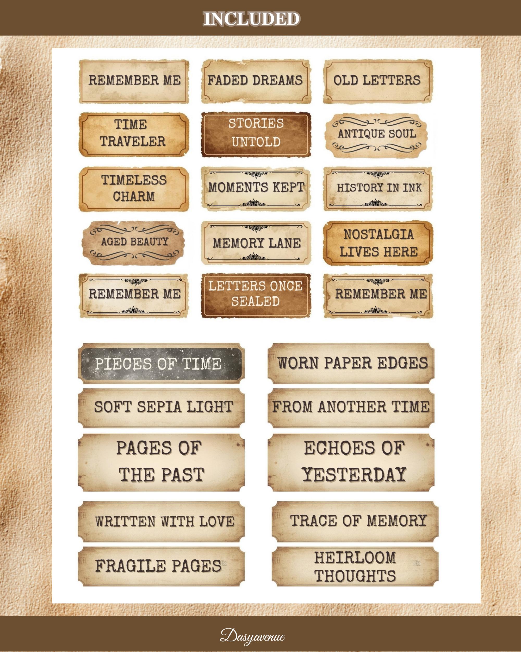 Tiny Words & Mini Phrases Labels – Vintage Word Stickers for Junk ...