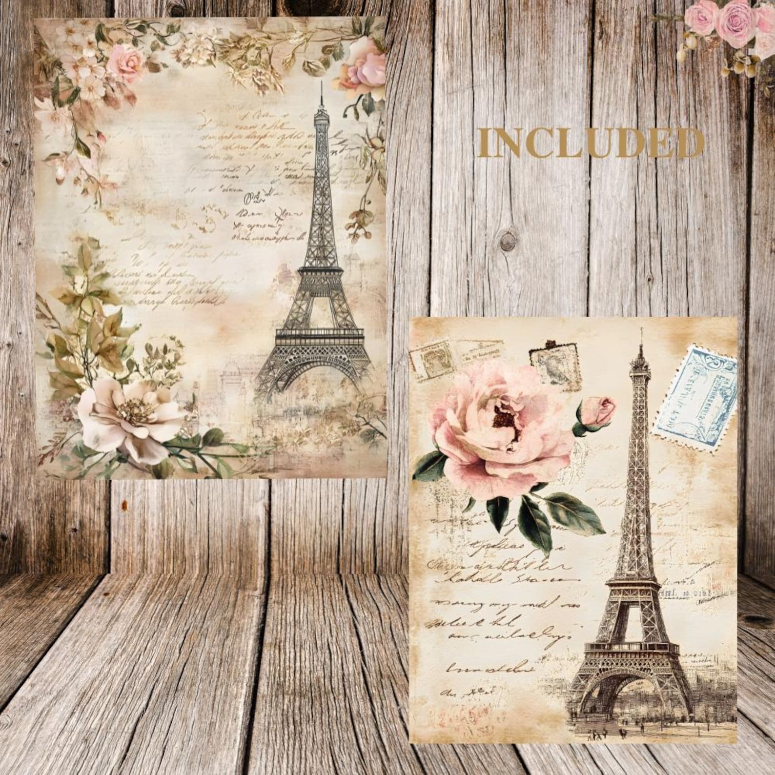 Vintage Paris Junk Journal Pages, 31 Printable French Ephemera, Eiffel ...