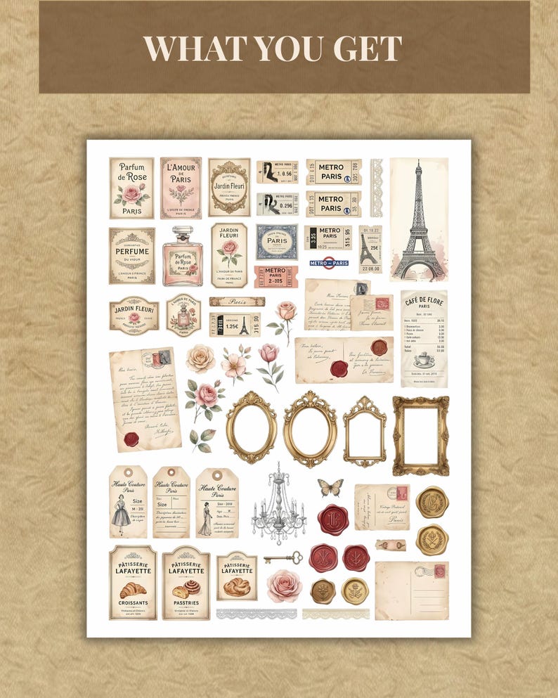 Paris Ephemera Printable, Vintage French Journal Pages, Paris Junk ...