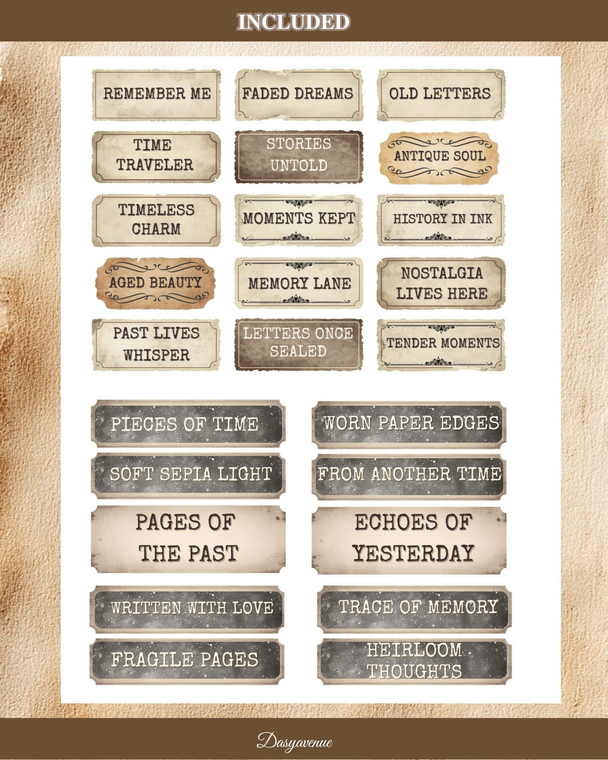 Tiny Words & Mini Phrases Labels – Vintage Word Stickers for Junk ...
