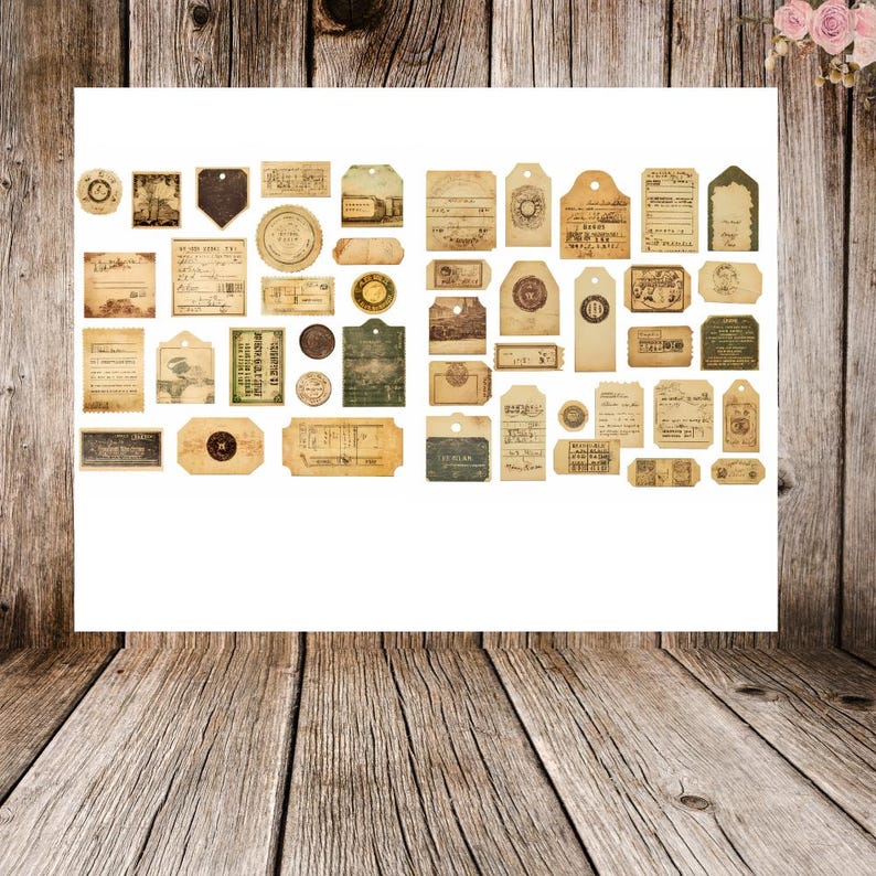 Vintage Ephemera Tags Printable | Junk Journal Labels | Antique Paper ...