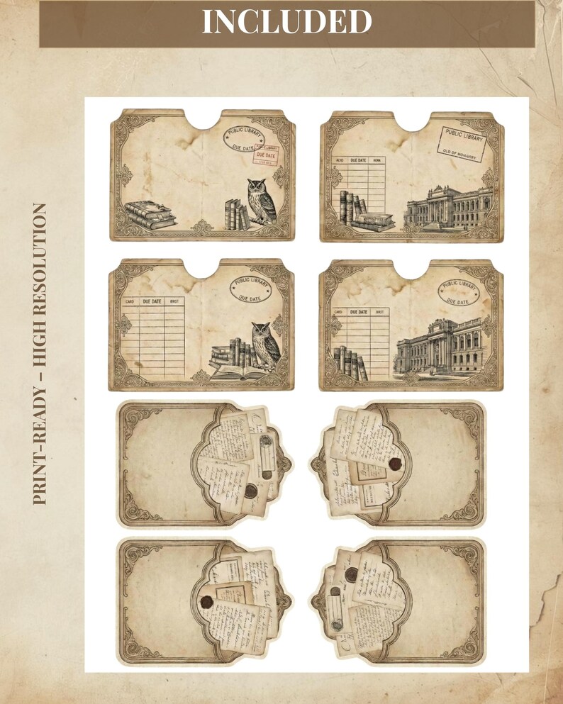 Vintage Library Ephemera Printable, Old Books Paper, Antique Labels ...