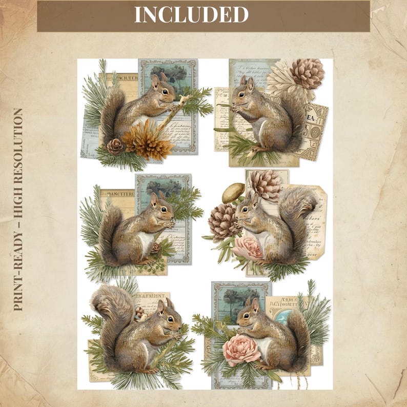 Vintage Winter Woodland Ephemera Bundle - Junk Journal Kit, Printable ...