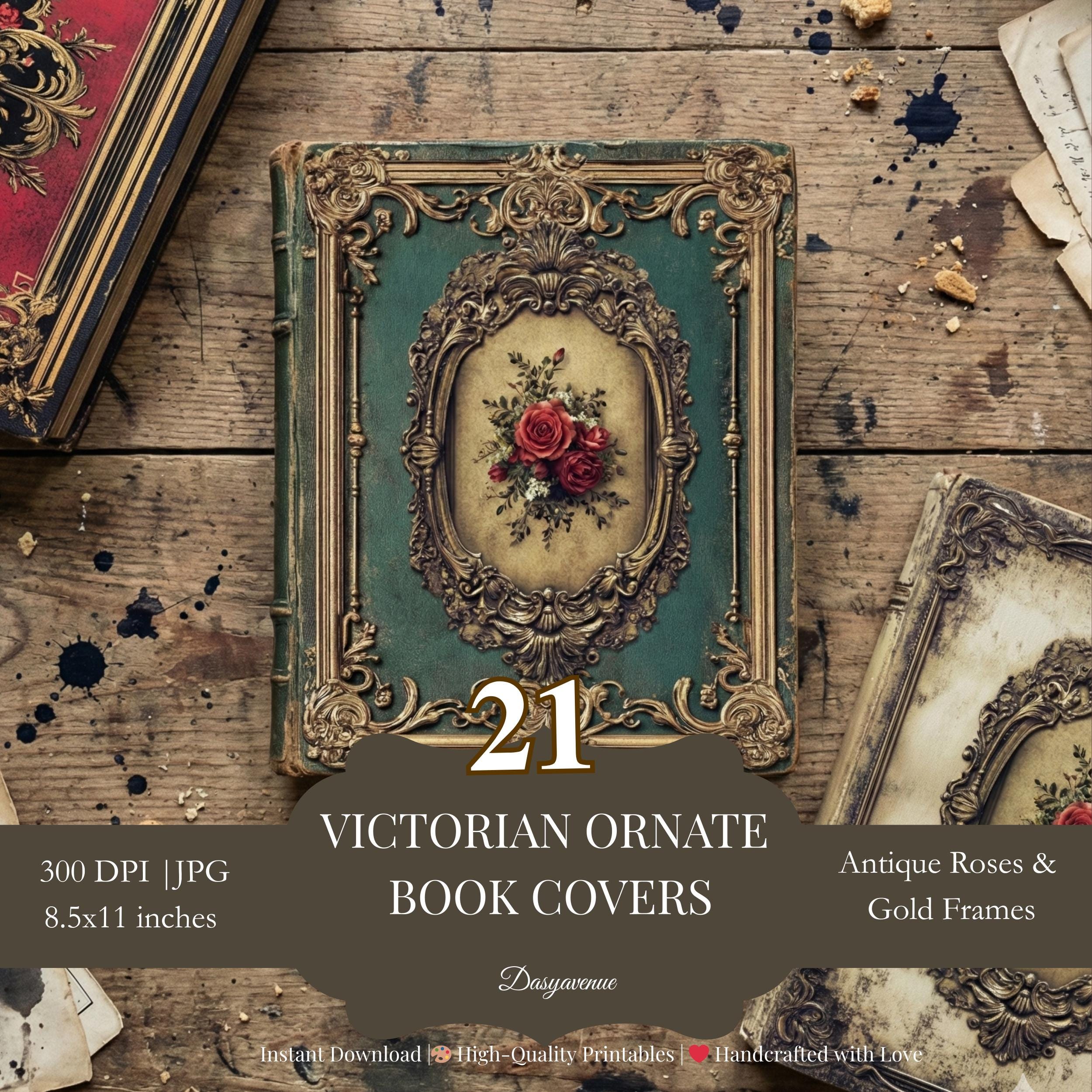Victorian Ornate Book Covers Printable, Antique Rose Vintage Floral ...