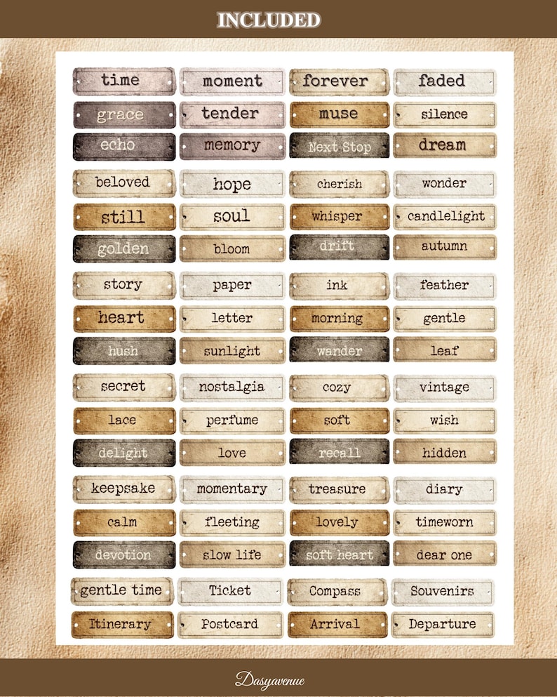 Tiny Words & Mini Phrases Labels – Vintage Word Stickers for Junk ...