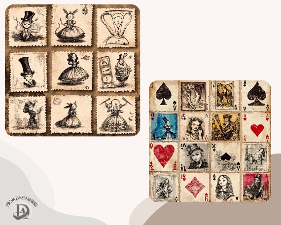 Alice in Wonderland Junk Journal Pocket, Fussy Cut, Ephemera, 18 Sheets ...