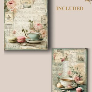 Vintage Tea Roses Junk Journal Pages, Shabby Chic Printable Ephemera ...