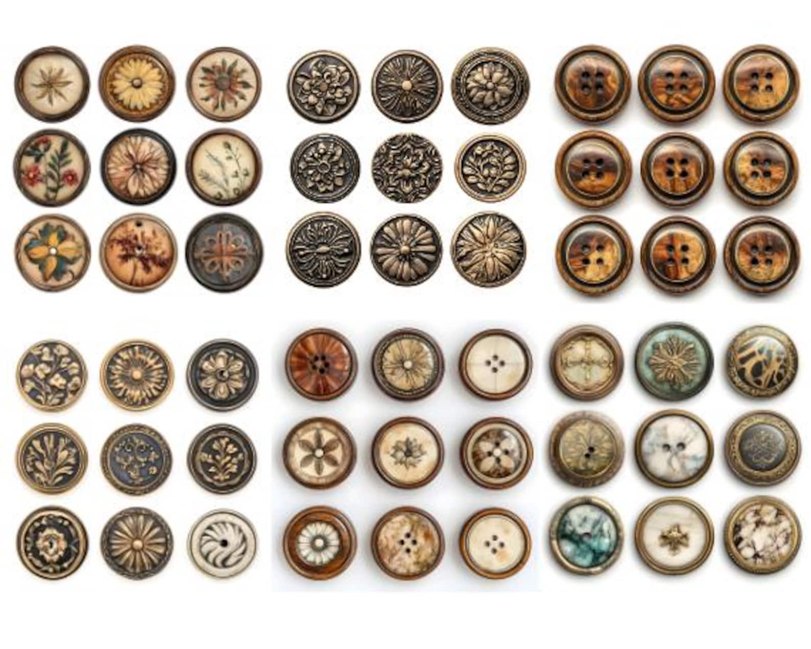 Button Ephemera Digital , Junk Journaling Button, Vintage Button, Mix ...