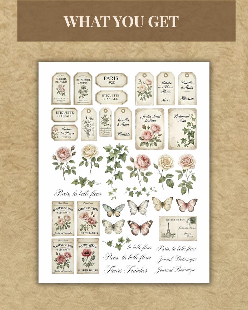 Paris Ephemera Printable, Vintage French Journal Pages, Paris Junk ...