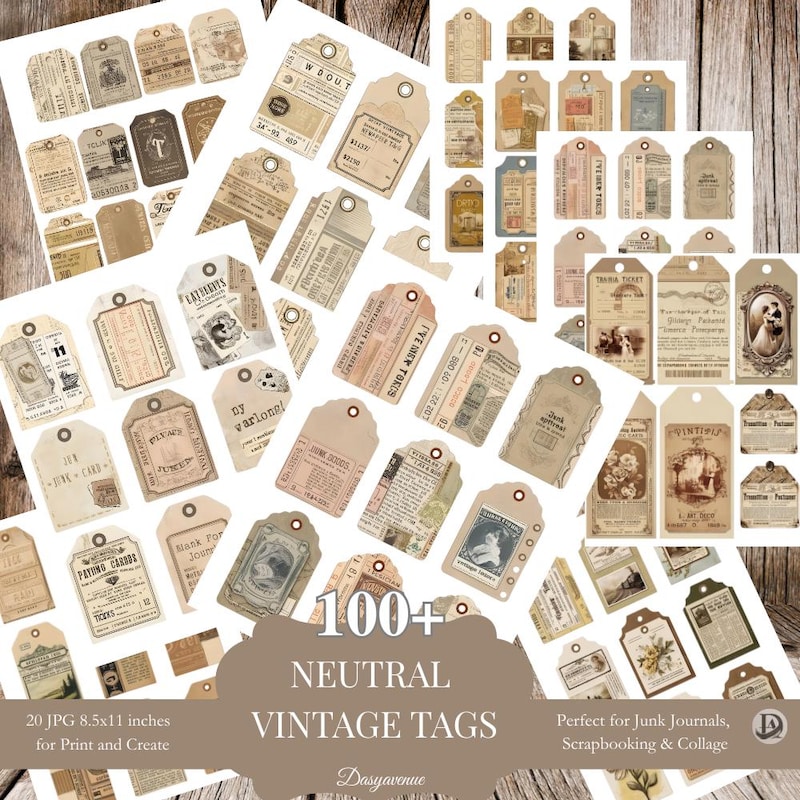 Junk Journal Tags Stickers - Etsy UK