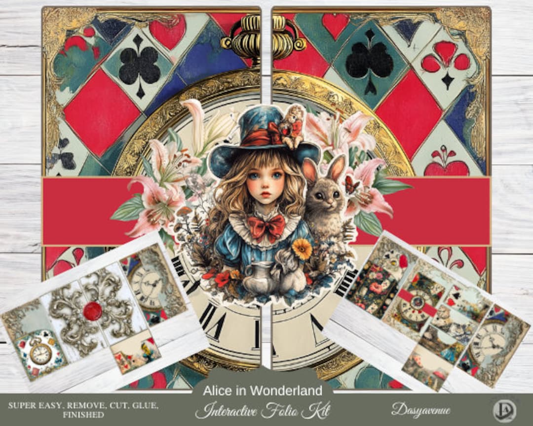 Vintage Alice in Wonderland Folio Kit, Digital Download, for Your DYI ...