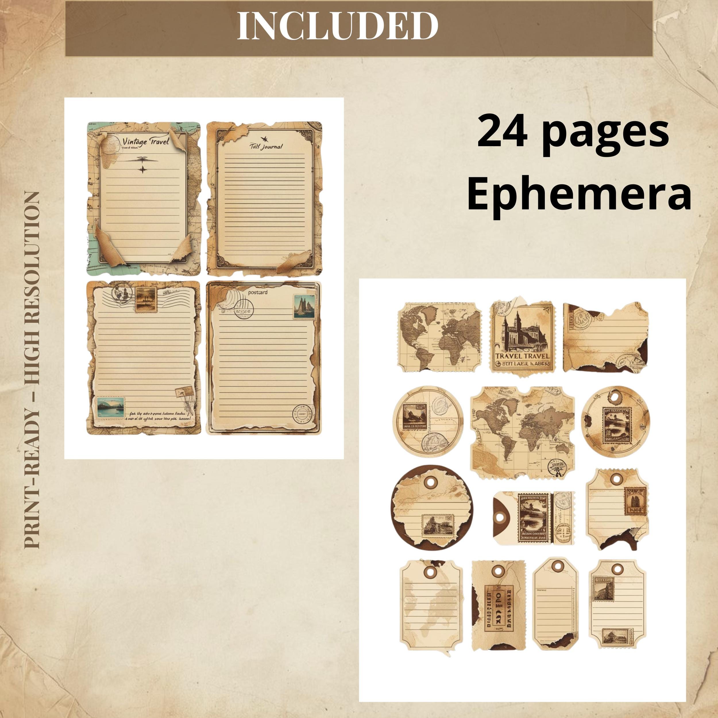 Vintage Travel Junk Journal Kit Printable, Wanderlust Ephemera Pages ...