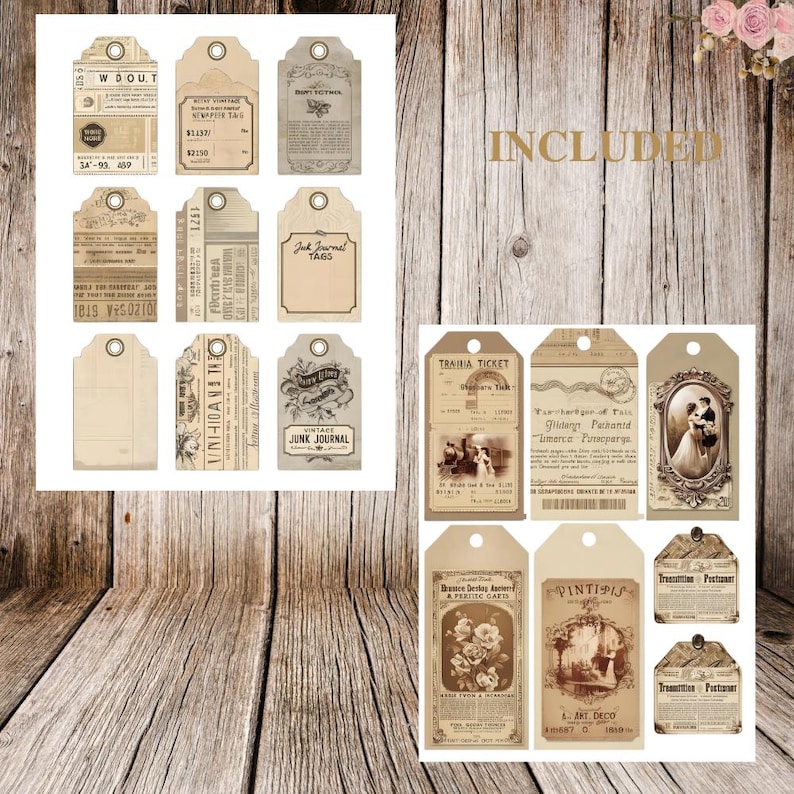 100+ Vintage Ephemera Tags | Printable Journal Tags, Labels & Tickets ...