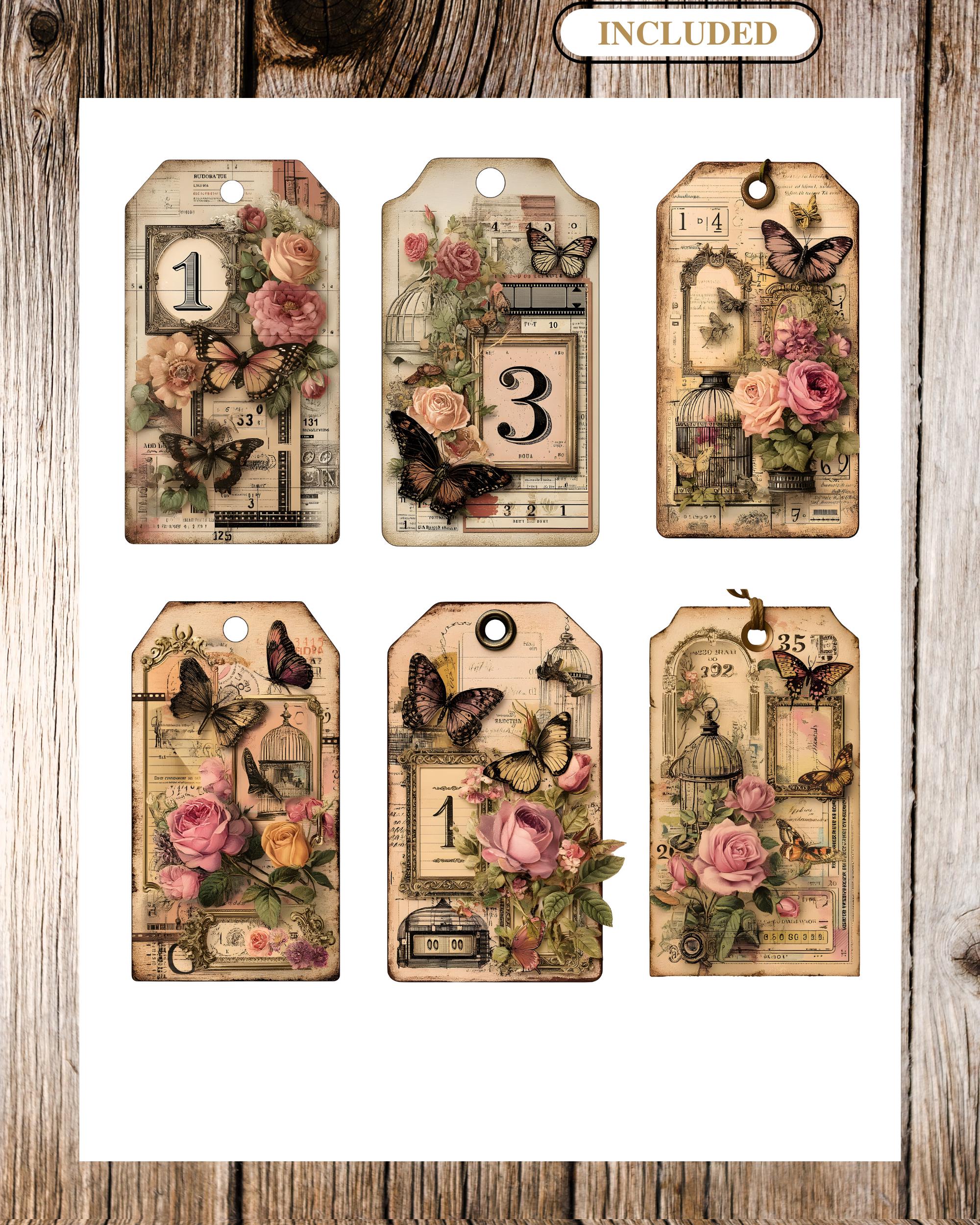 Vintage Number Tags Printable | Junk Journal Ephemera, Retro Scrapbook ...