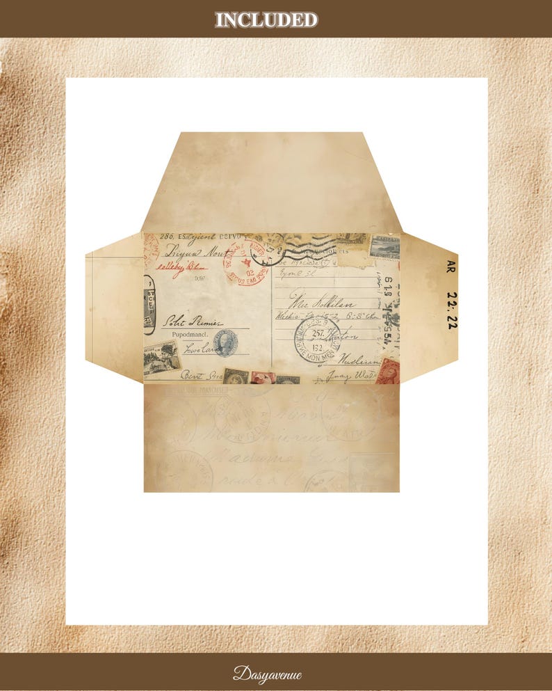 Vintage Wax Seal Mini Envelopes Printable – Antique Ledger Paper ...