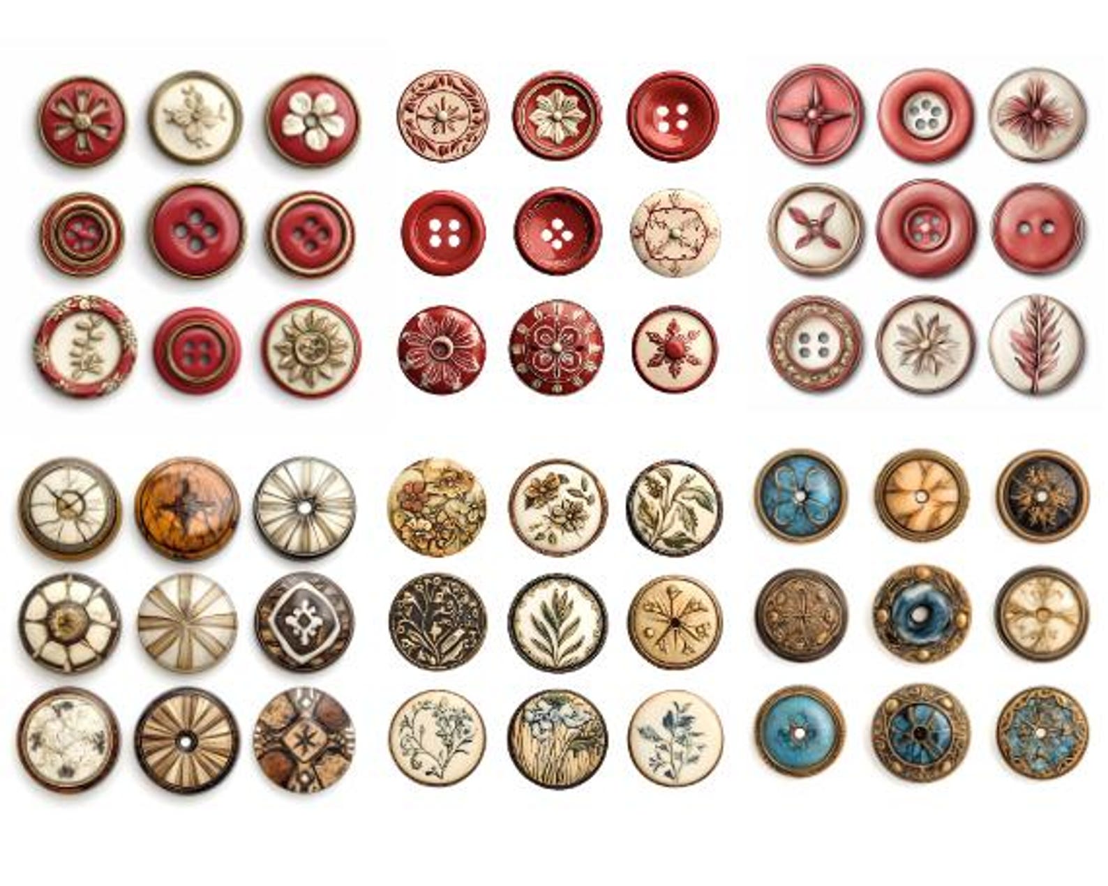 Button Ephemera Digital , Junk Journaling Button, Vintage Button, Mix ...