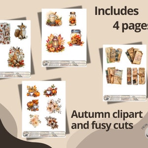 Cozy Autumn Junk Journal Kit Printable Vintage Fall Pages, Tags, Washi ...
