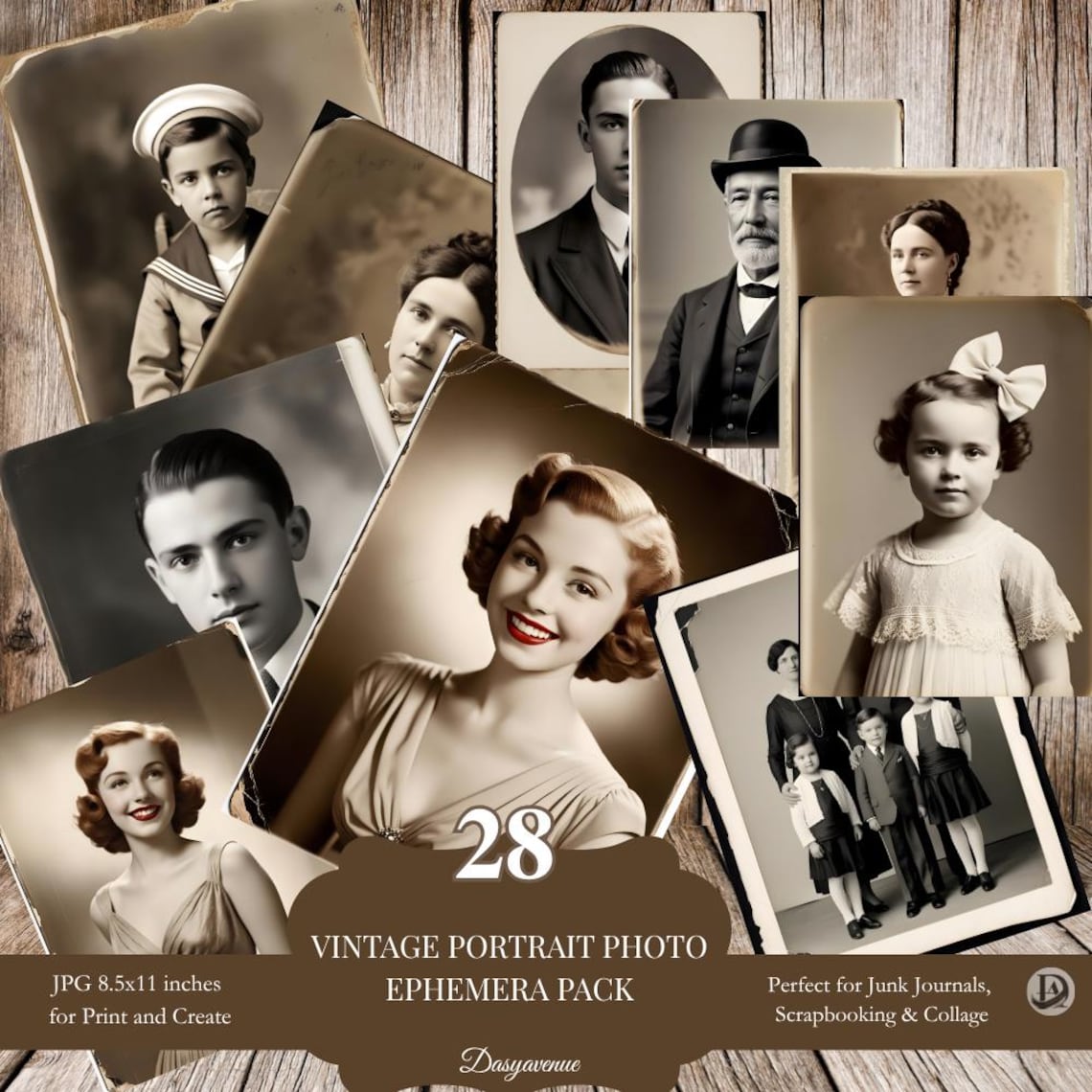 Vintage Portrait Photos | Antique People Ephemera | Junk Journal ...