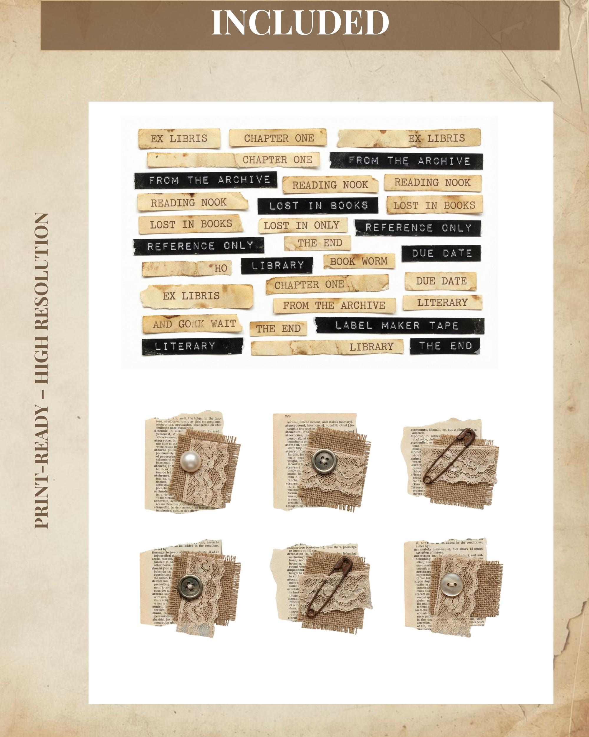 Vintage Library Ephemera Printable, Old Books Paper, Antique Labels ...