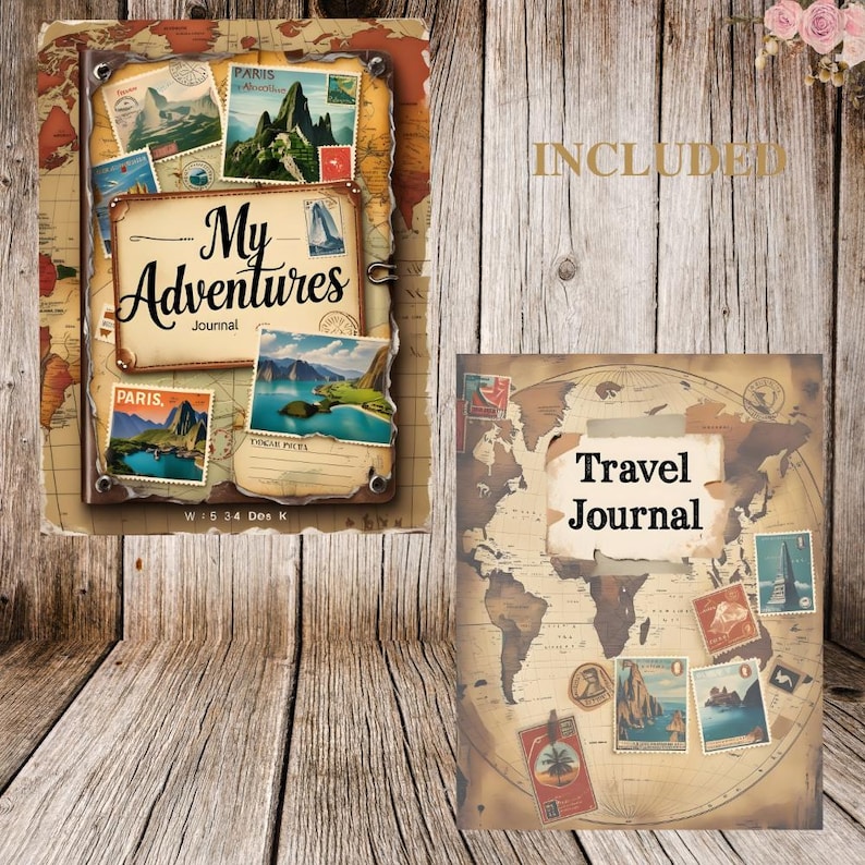 Travel Junk Journal Kit | Printable Adventure Journal Pages | Vintage ...