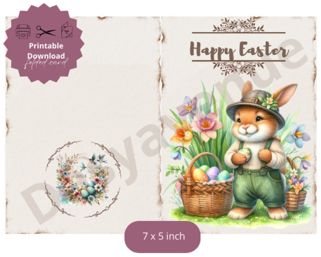 Instant Download Happy Easter . Printable Happy Easter Card Digital ...