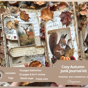 Cozy Autumn Junk Journal Kit Printable Vintage Fall Pages, Tags, Washi ...