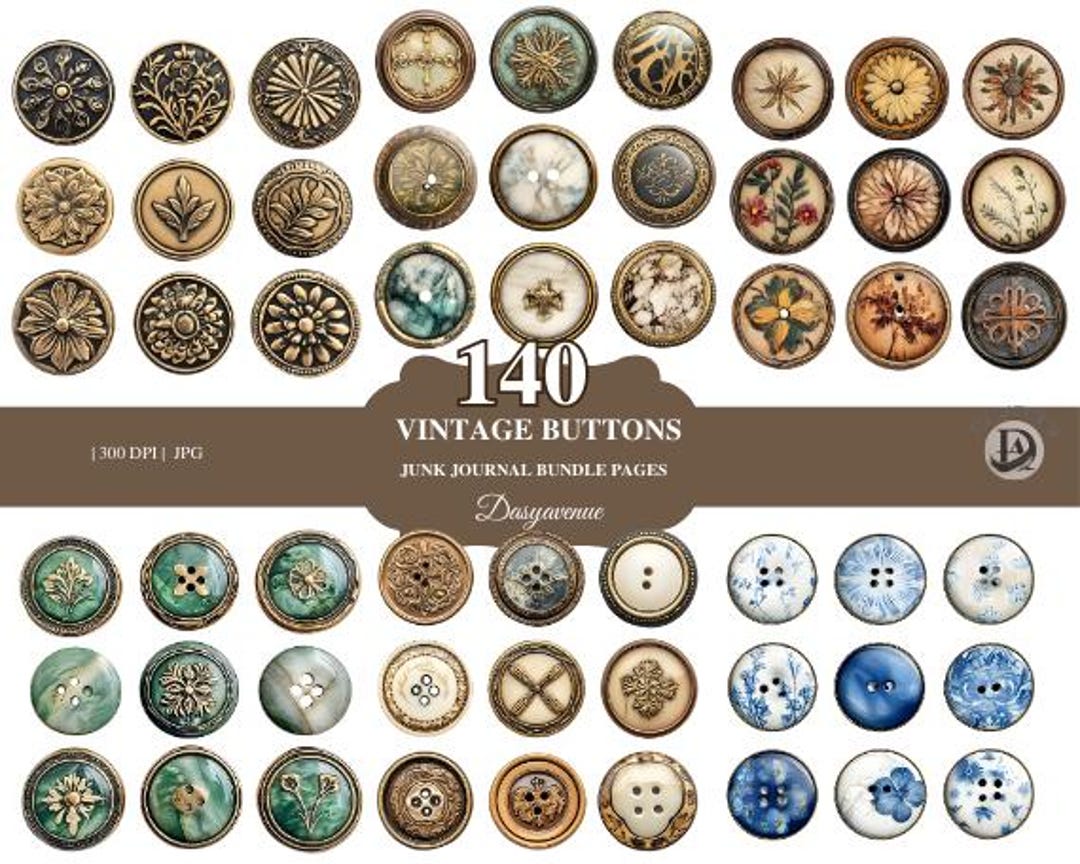 Button Ephemera Digital , Junk Journaling Button, Vintage Button, Mix ...