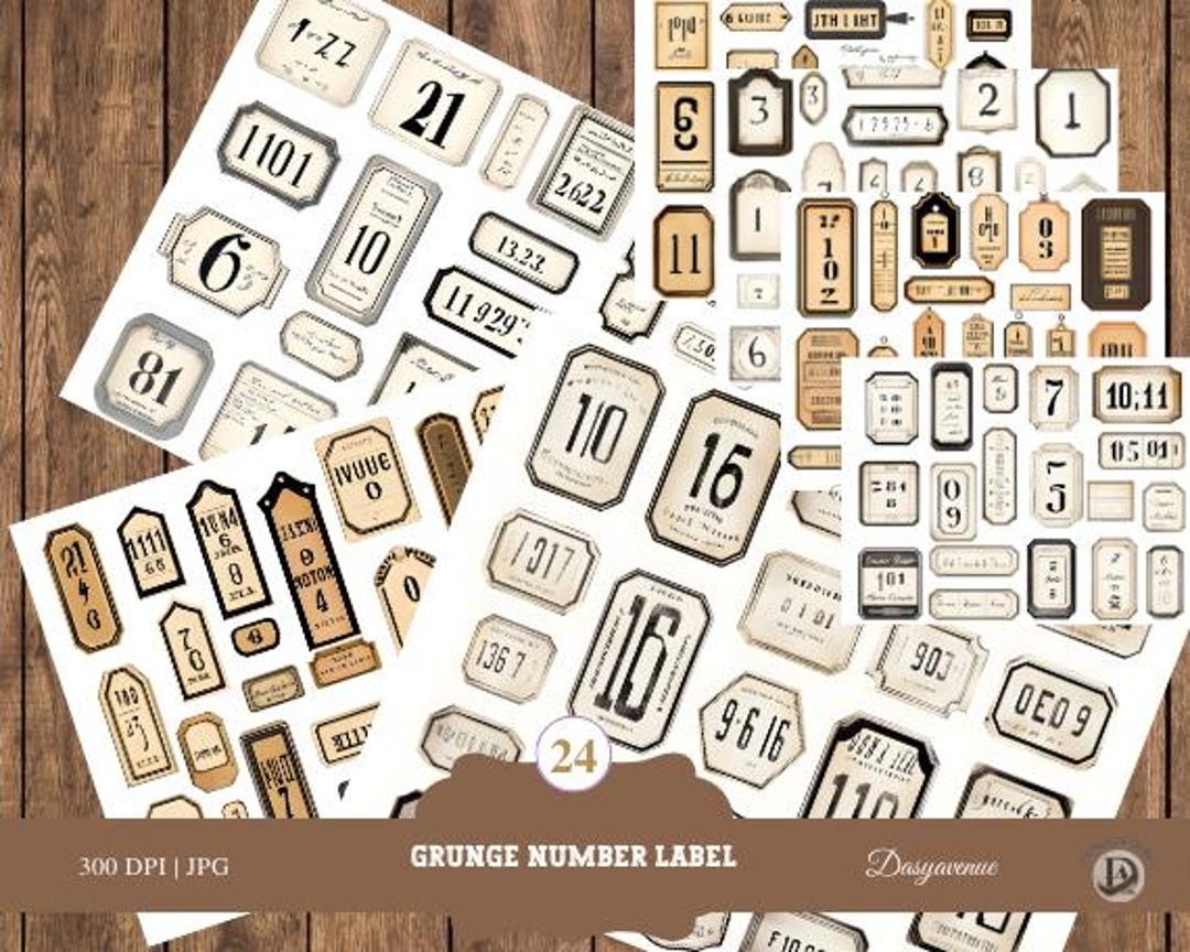 Number Industrial Labels , Junk Journaling Labels, Words for Junk ...