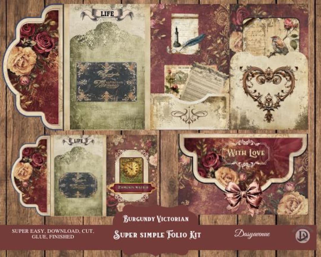 Super Simple Folio Kit – Vintage Burgundy Craft, DIY Holiday Scrapbook ...