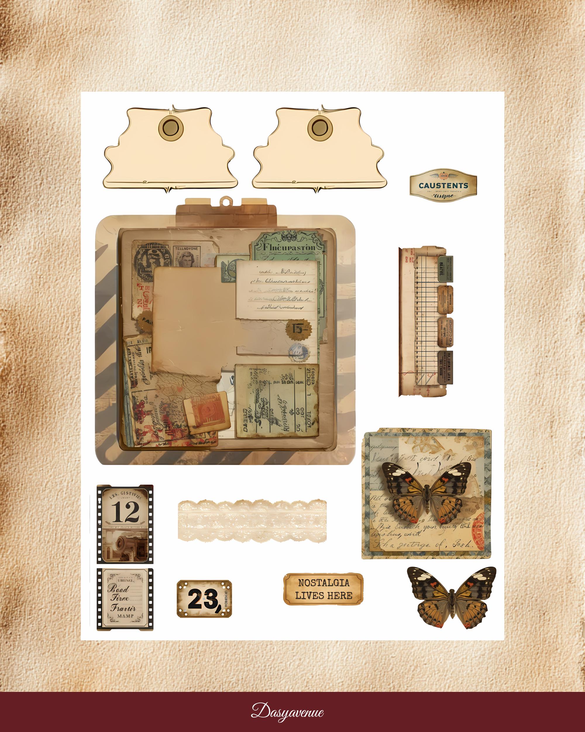 Vintage Butterfly Paperclip Printable – Tabbed Slides, Tags & Ephemera ...