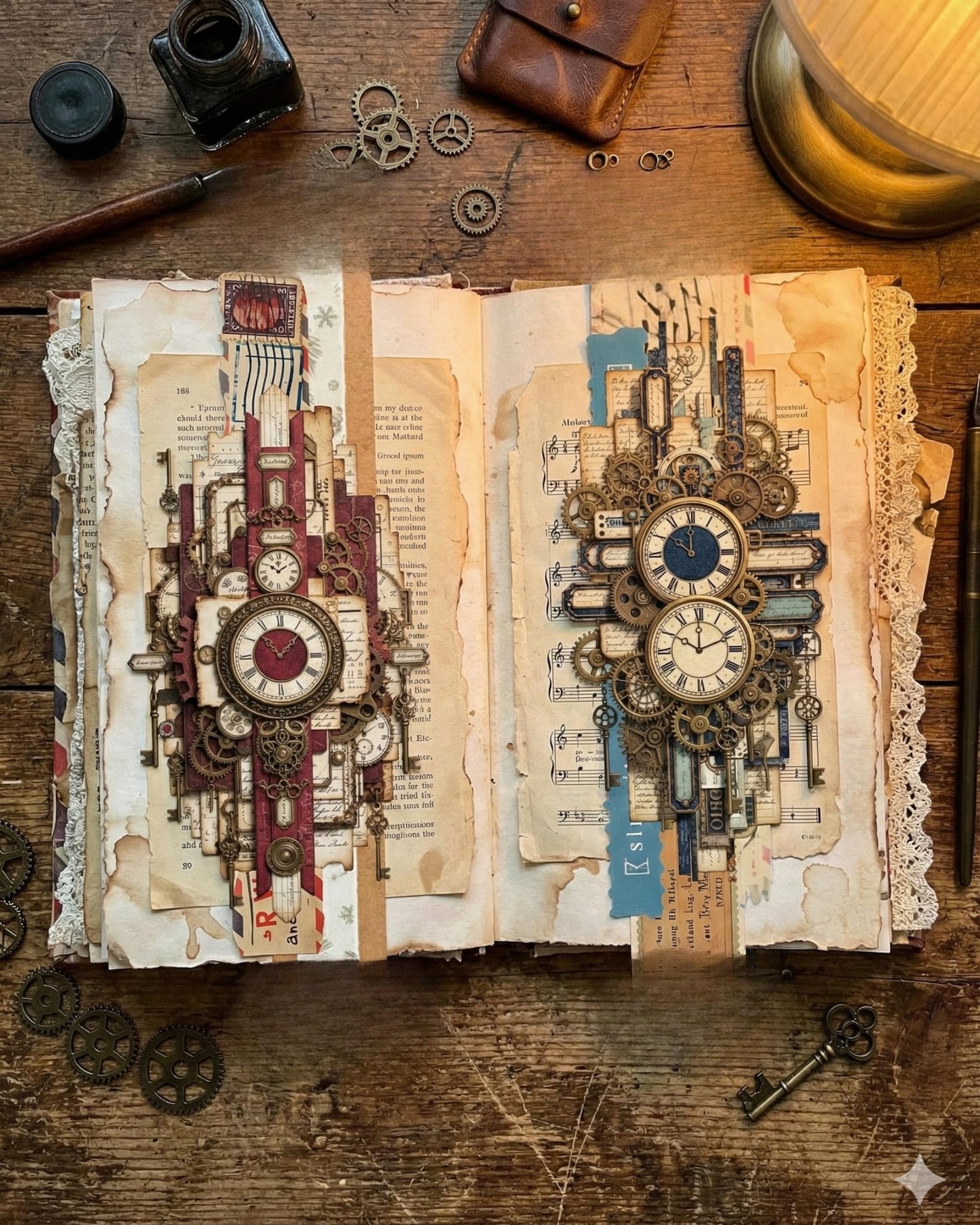 Steampunk Junk Journal Clusters, Industrial Gears Clipart, Vintage ...