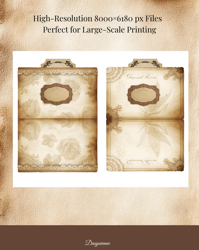 Vintage Printable Folder Pockets | Antique Paper File Folders With ...