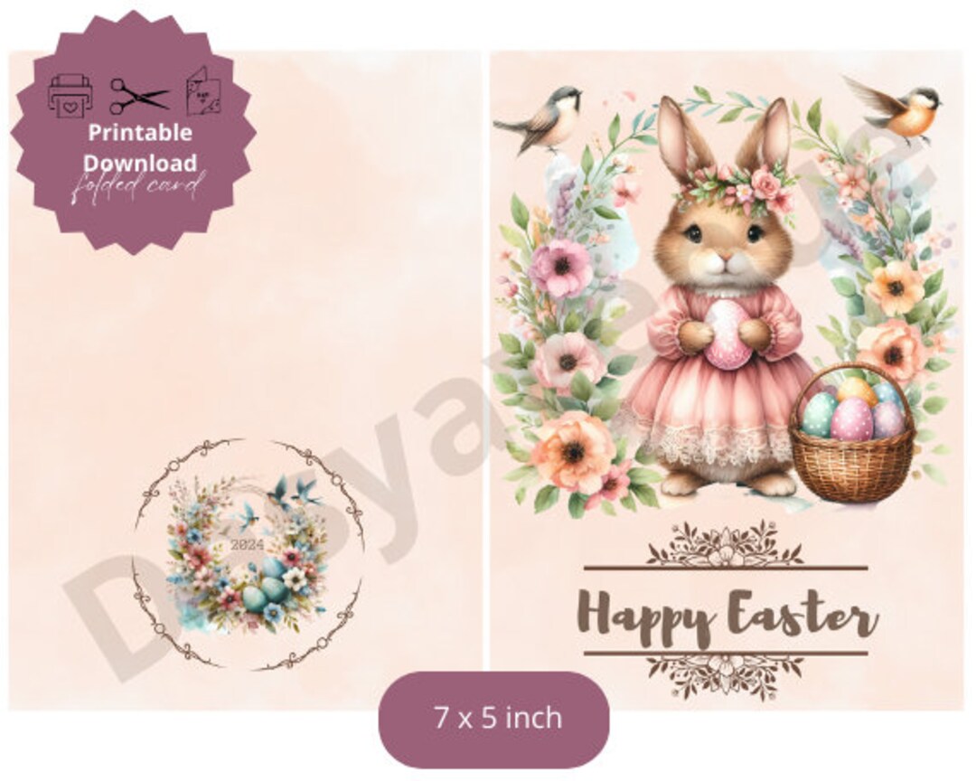 Instant Download Happy Easter . Printable Happy Easter Card Digital ...