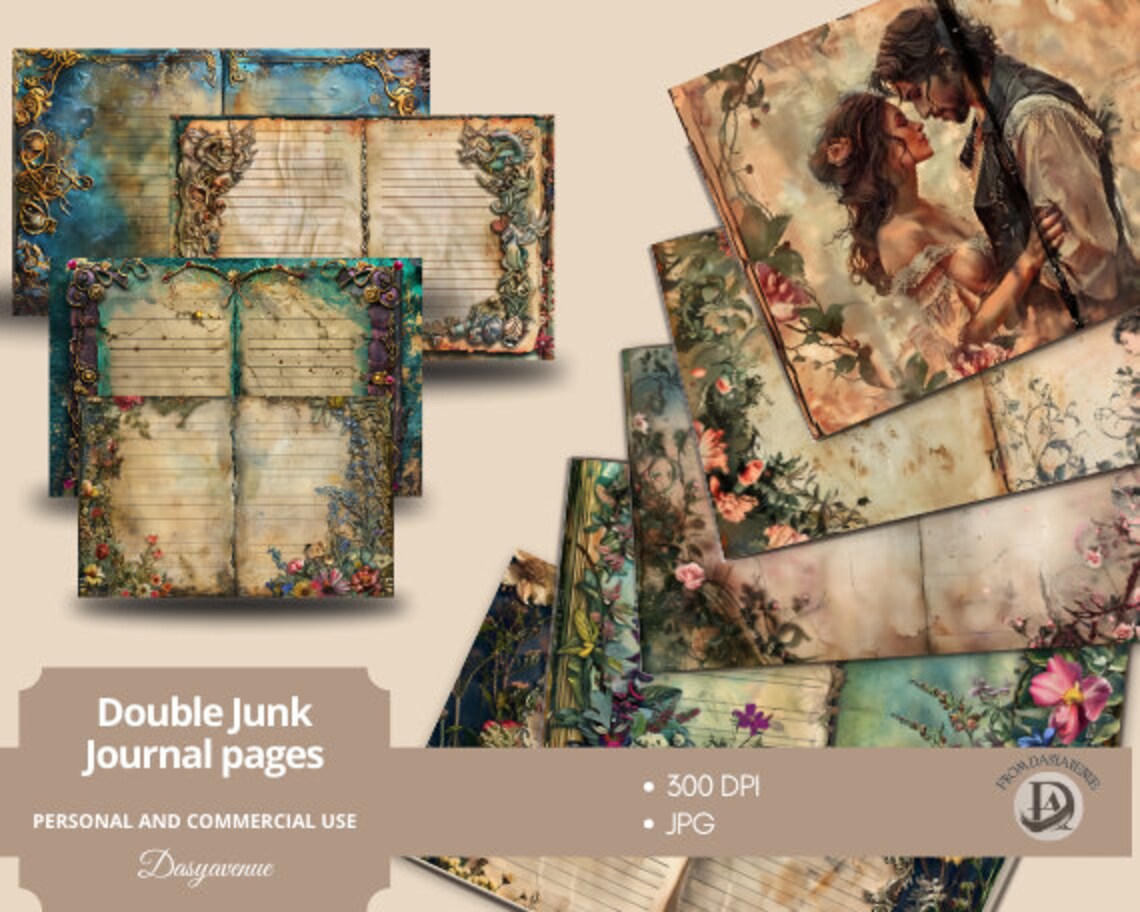 20 Double Pages, Junk Journal Kit, Junk Journal, Paper Junk Journal Kit ...