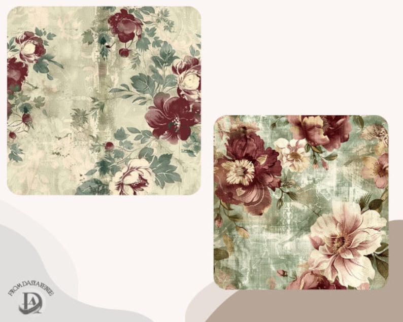 36 Burgundy Red Vintage Junk Journal Pages | Printable Scrapbooking ...