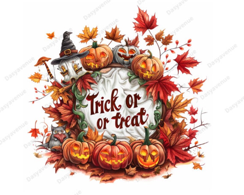 Halloween Trick or Treat Clipart Set Spooky Pumpkin Designs, Perfect ...